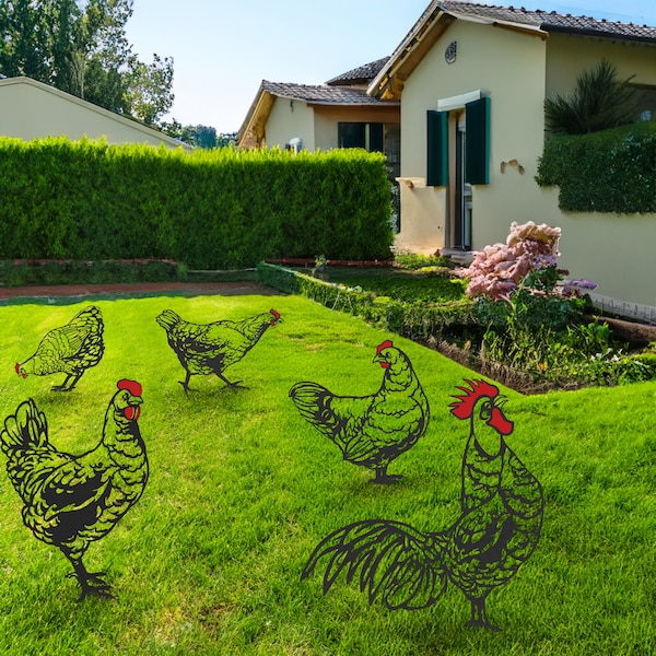 Metal Chicken Yard Art - Etsy