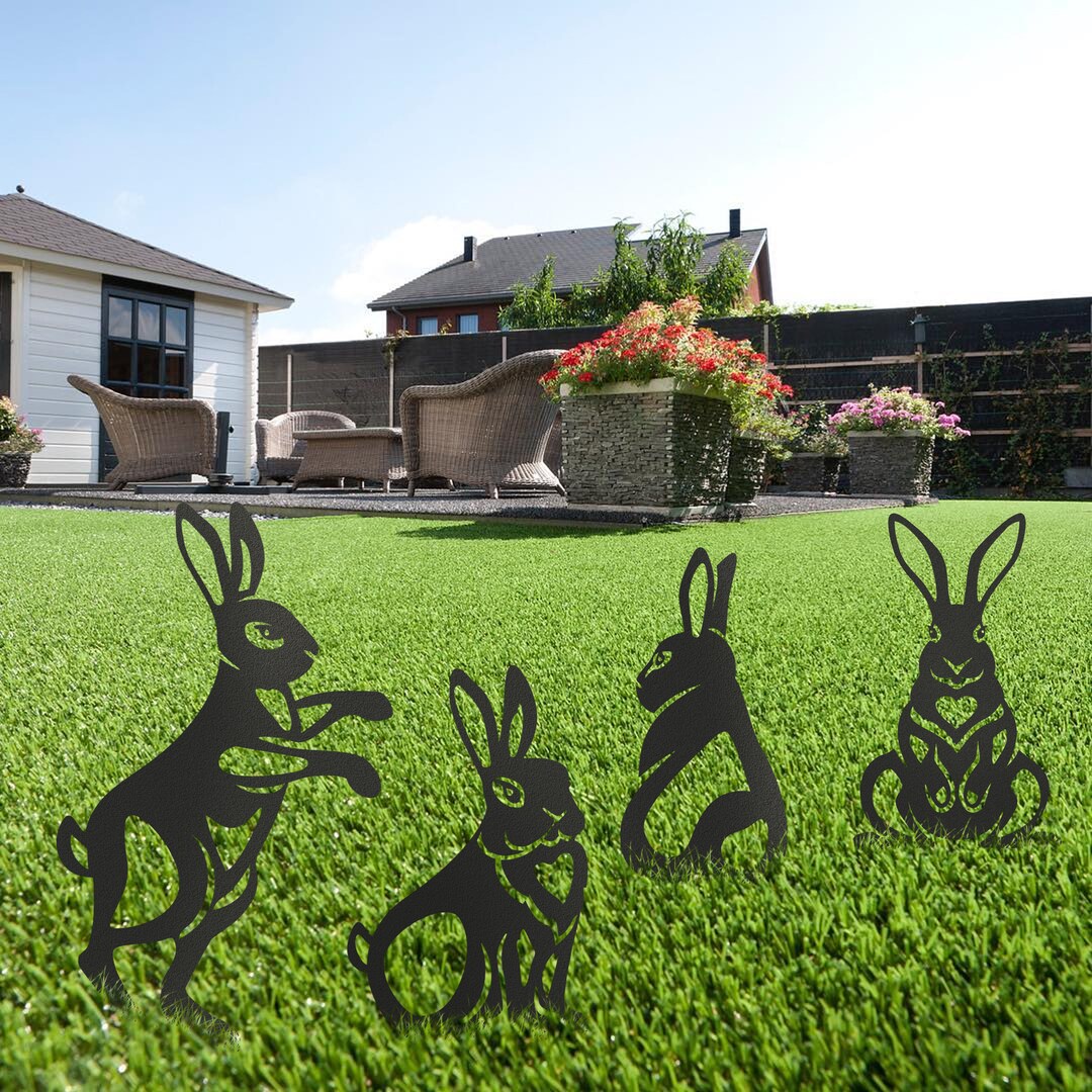 Garden Metal Rabbit Yard Art Outdoor Decor Rabbit Decor Garden Art ...