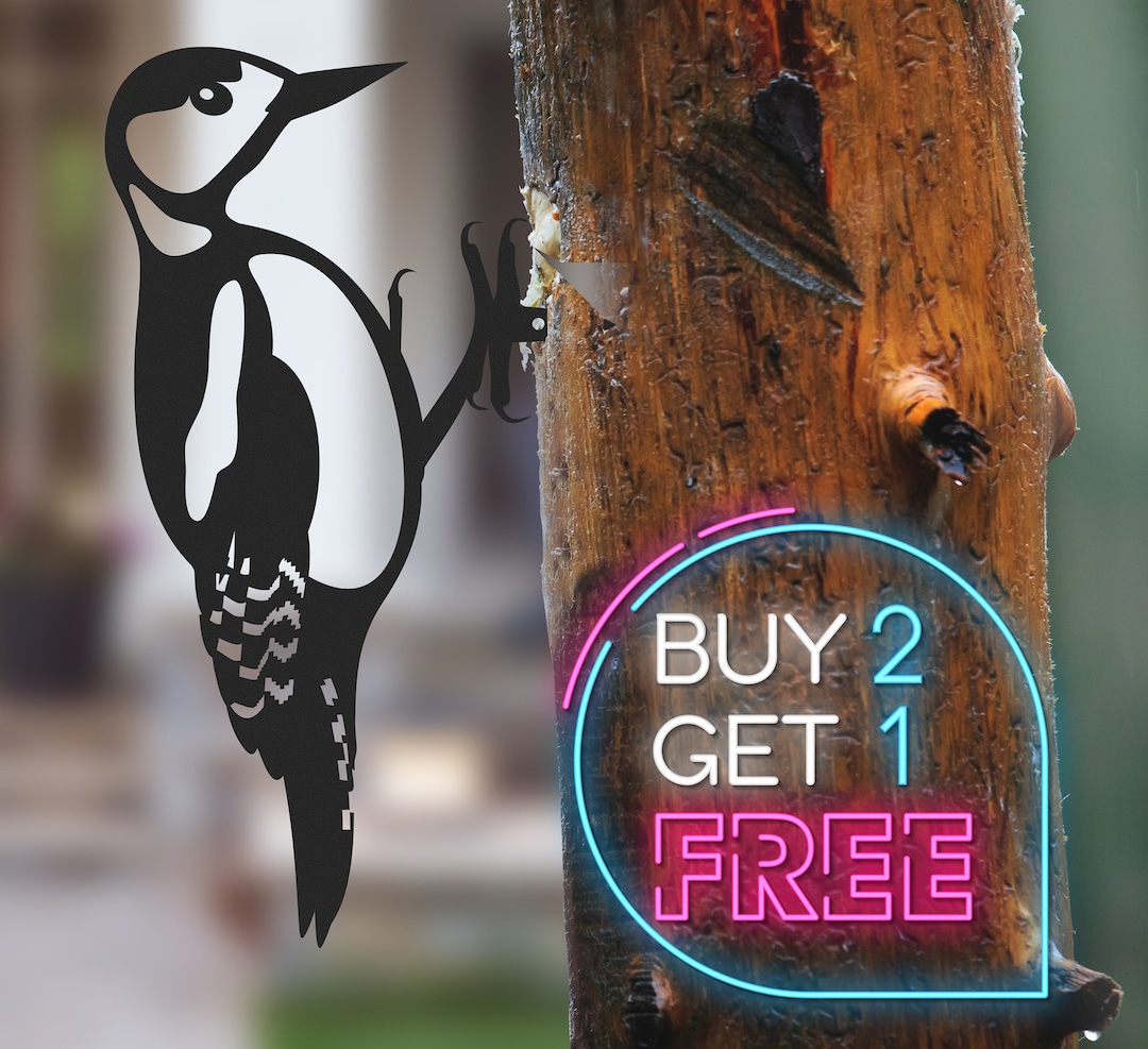 Woodpecker Birds Metal Wall Art Patio Decor Birds on Tree Art Garden ...