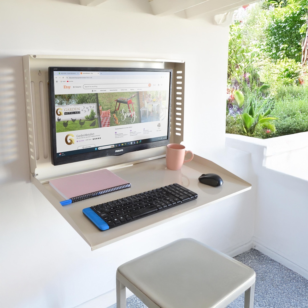 Foldable Wall Mounted Desk | Space Saving Murphy Desk | VESA Monitor ...