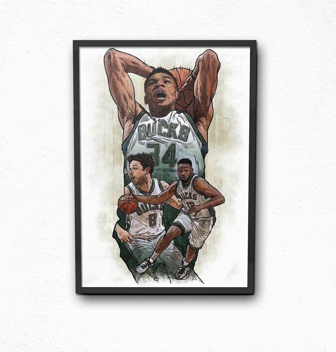 Milwaukee Bucks Poster Wall Art Sports Poster Fan Art Wall - Etsy