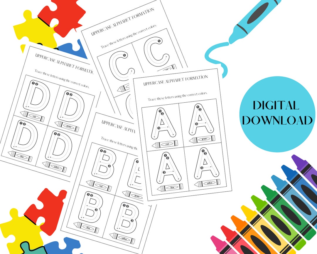26 Pages-uppercase Alphabet Formation- Toddler Activity Book - Holidays ...