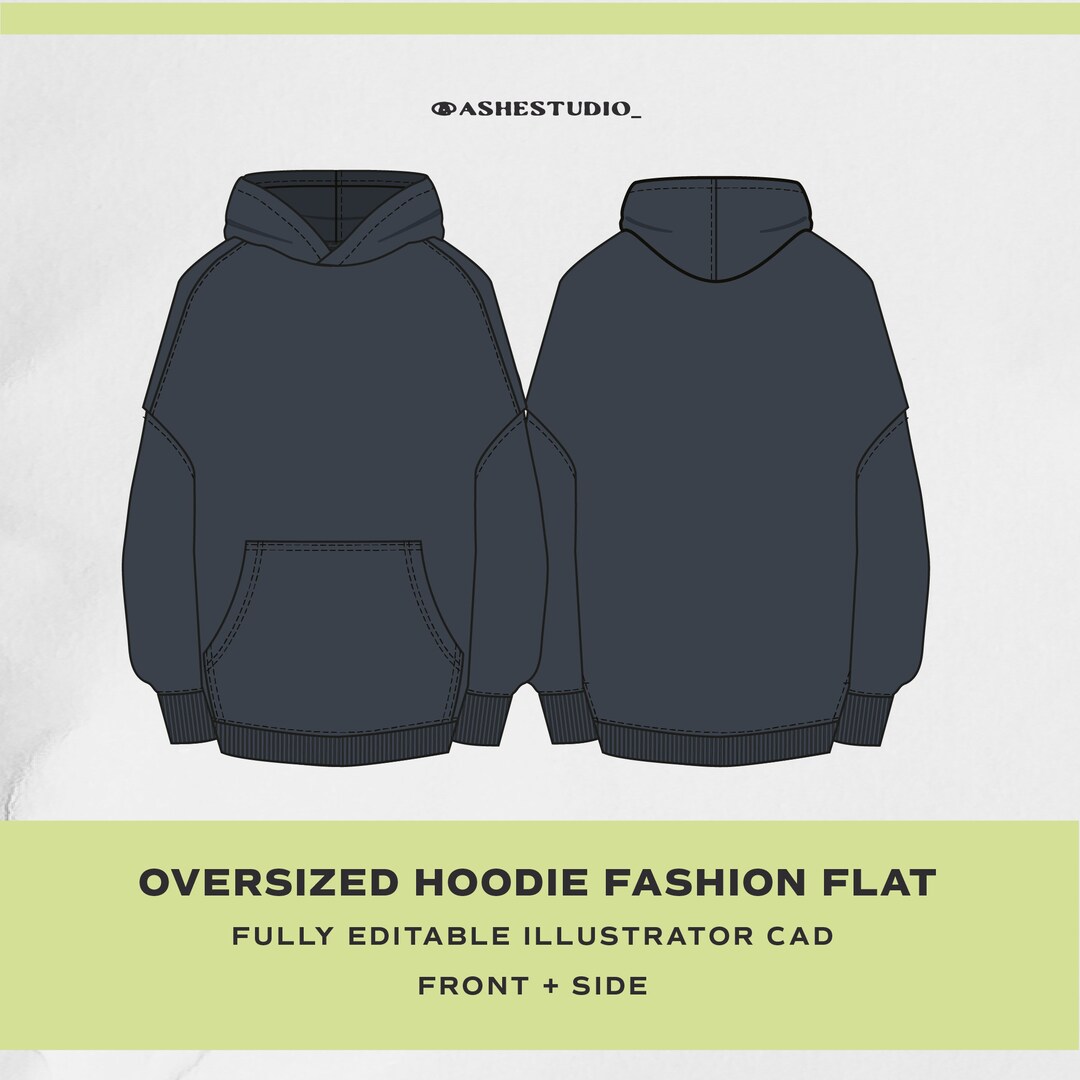 Oversized Hoodie CAD Fully Editable in Adobe Illustrator - Etsy