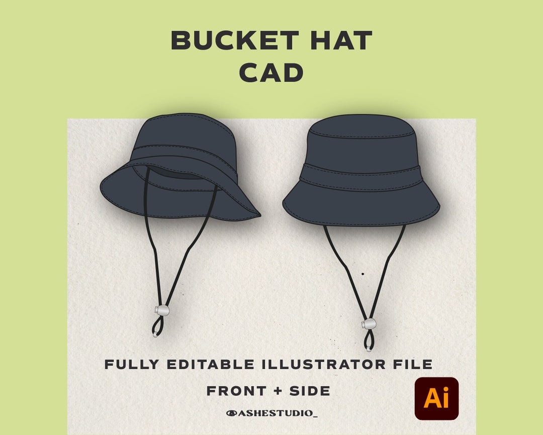 Bucket Hat CAD | Fully Editable in Adobe Illustrator | Ai Fashion CAD ...