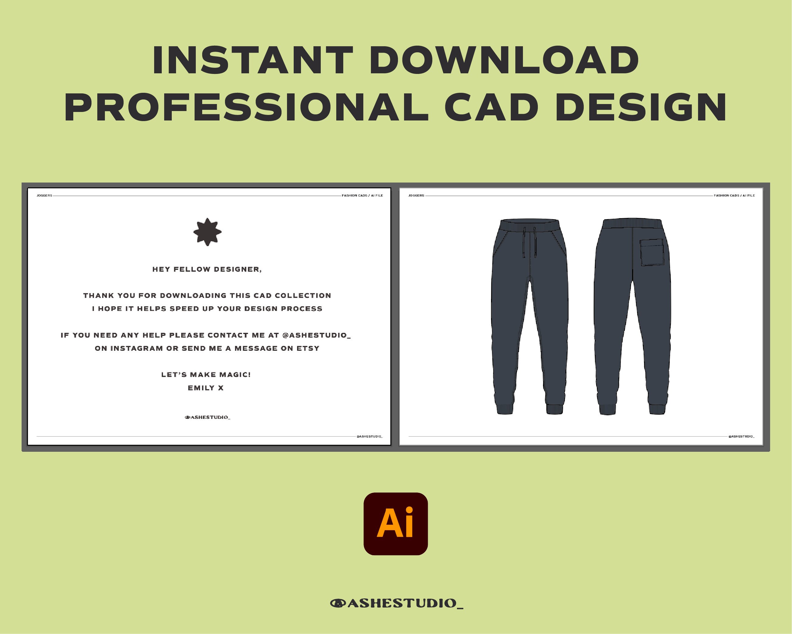 Joggers CAD | Fully Editable in Adobe Illustrator | Ai Fashion CAD ...