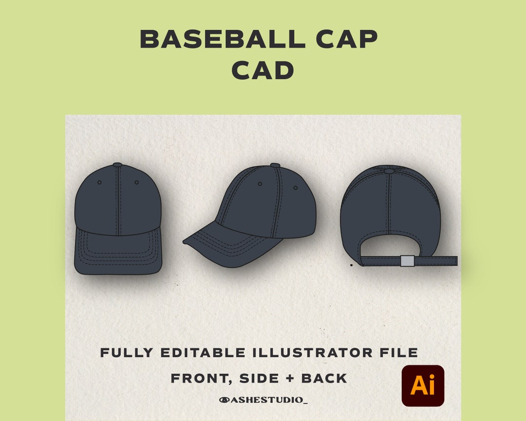 Baseball Cap CAD | Hat Adobe Illustrator | Ai Fashion CAD Templates ...