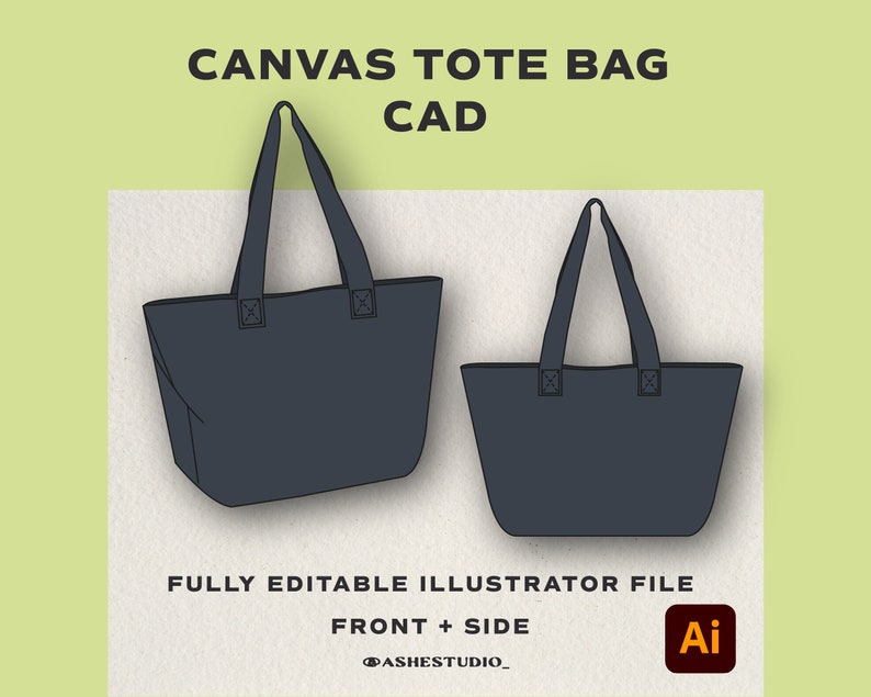 Canvas Tote Bag CAD | Fully Editable Adobe Illustrator | Ai Fashion ...
