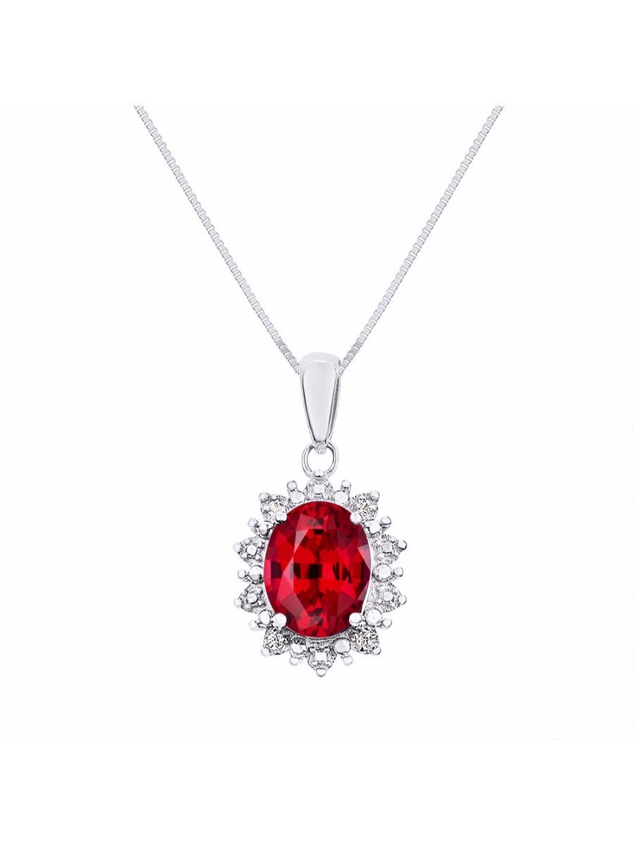 RYLOS Simply Elegant Beautiful Red Ruby & Diamond Pendant / Necklace ...