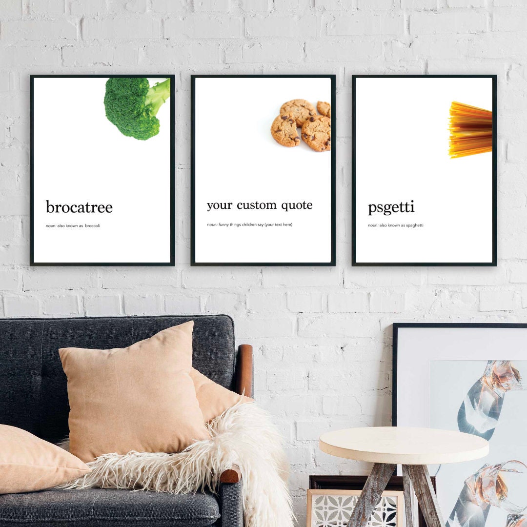 Set of Three Kitchen Prints Kids Funny Sayings Art food - Etsy