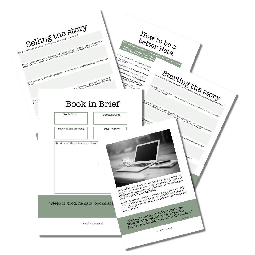 Beta Reader Workbook, Author Resources, Reader Resource, Page Printable ...