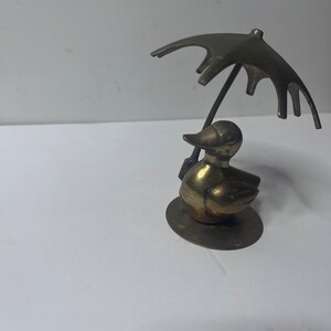 Solid Brass Duck Figurine With Umbrella - Etsy