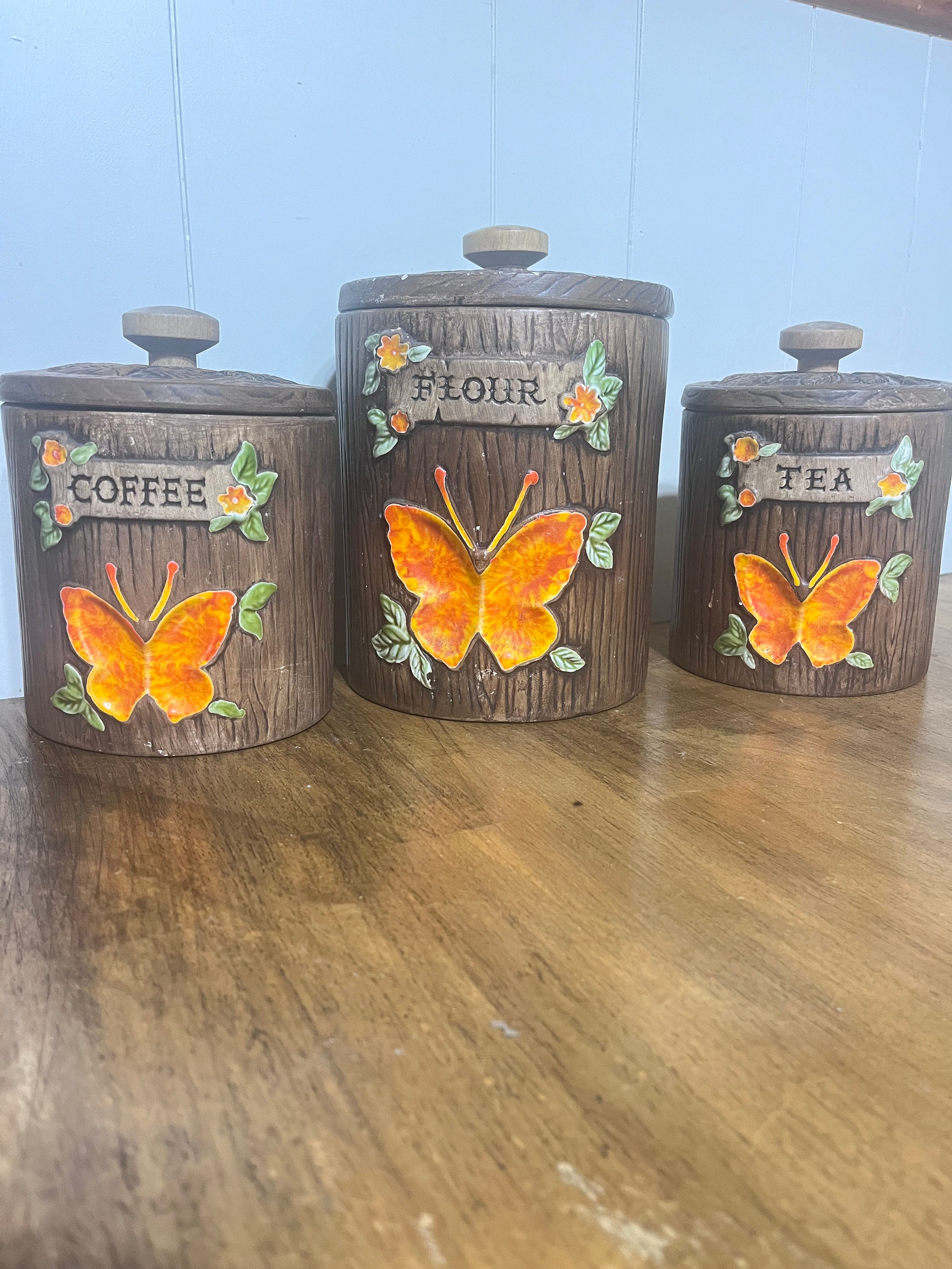 Vintage Treasure Craft Butterfly Canisters - Etsy