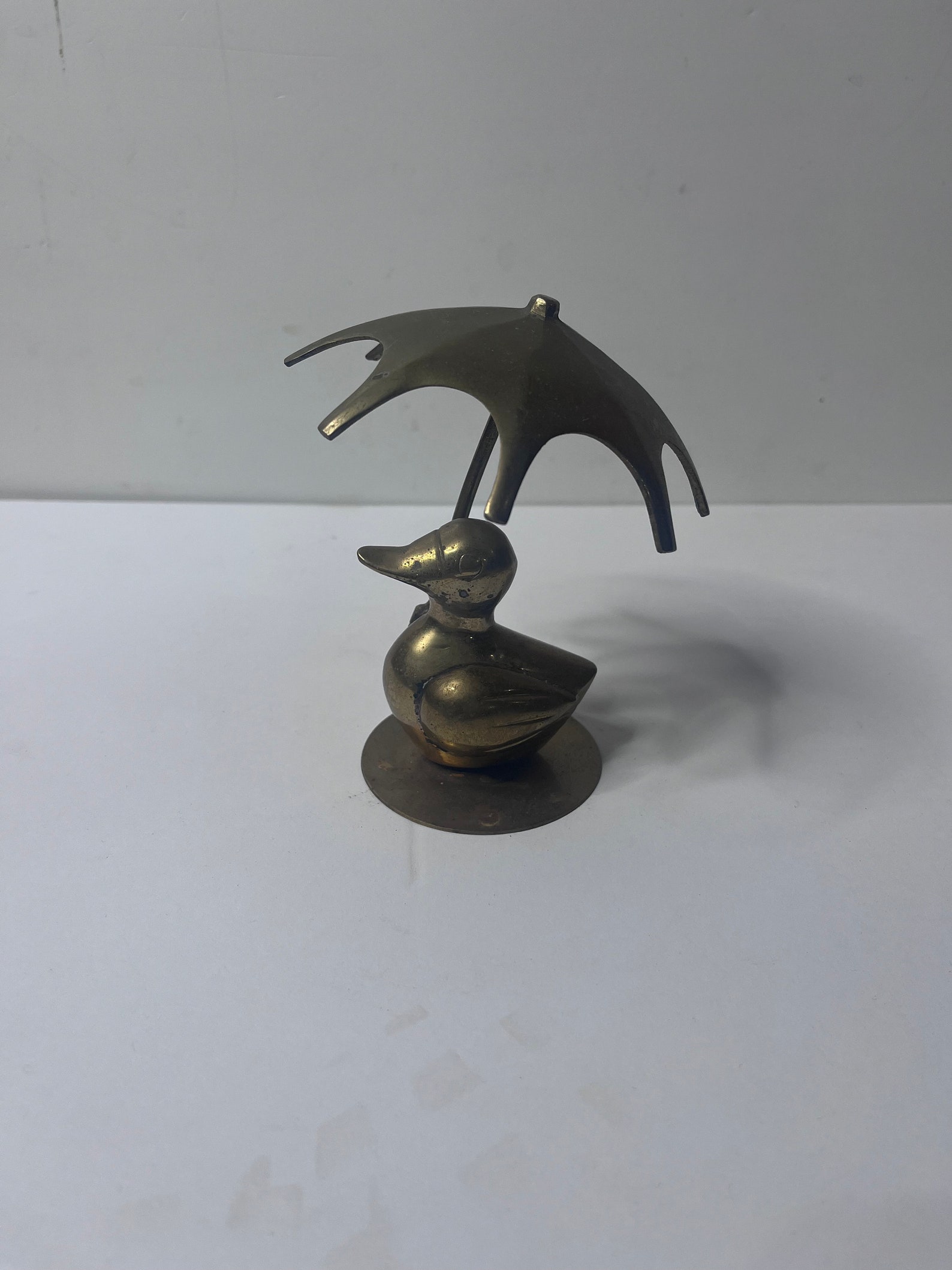 Solid Brass Duck Figurine With Umbrella - Etsy