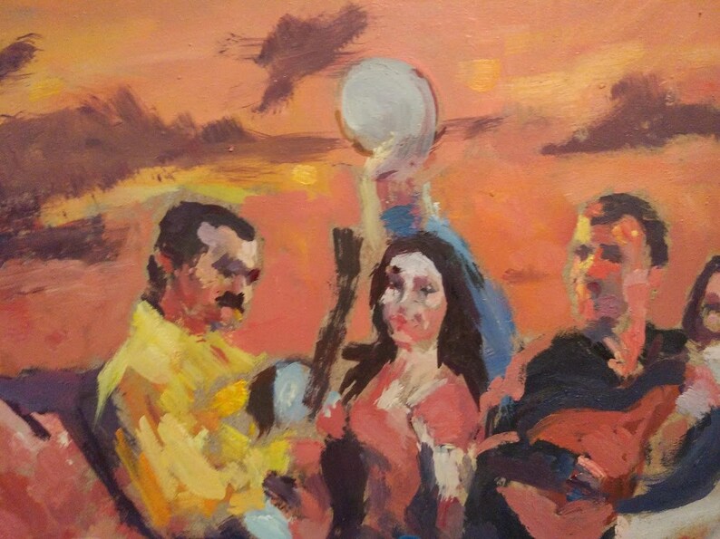 Pintura al óleo original, obra de arte de gitanos vintage grandes ...