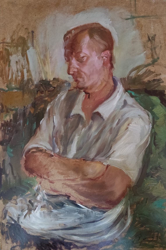 Original Oil Paintingvintage Male Portrait Artworkfine Art - Etsy