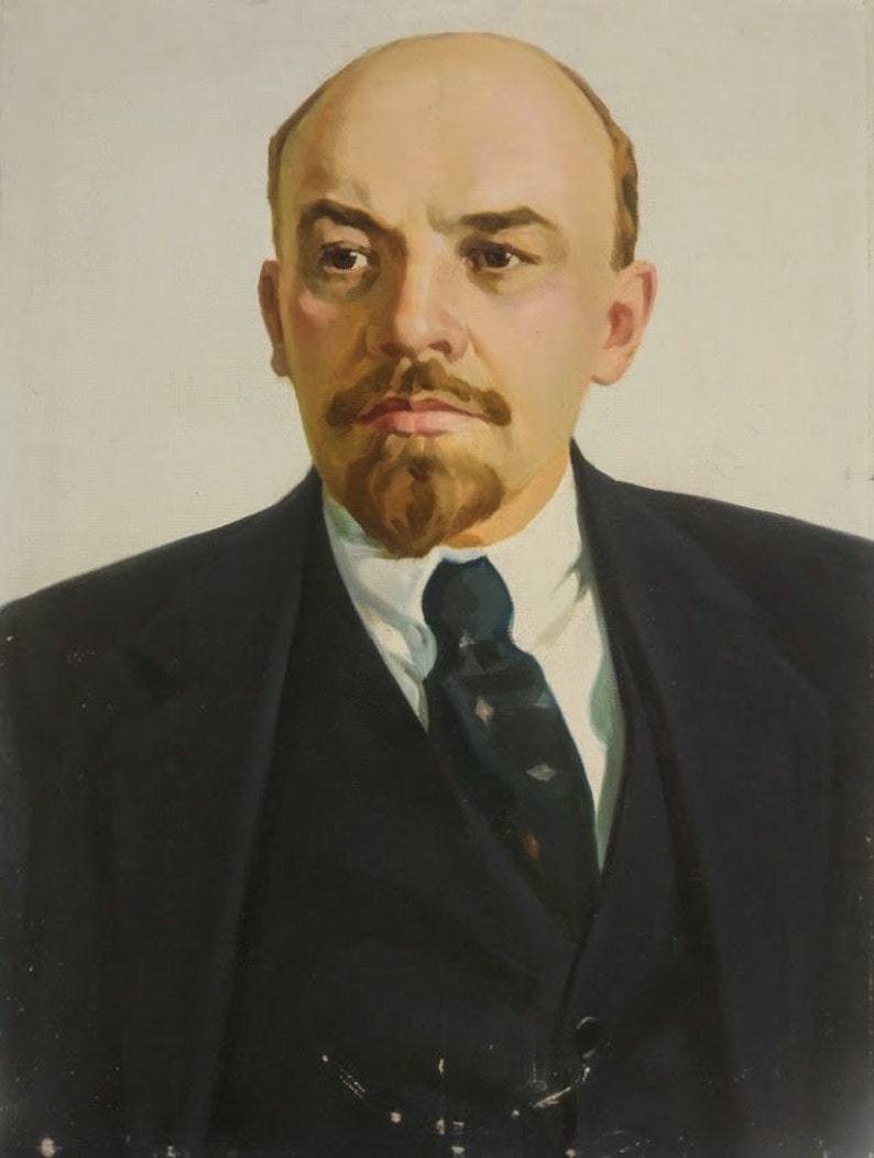 Vladimir Lenin Portrait Oil On Canvas USSR Unknown Artist | Etsy
