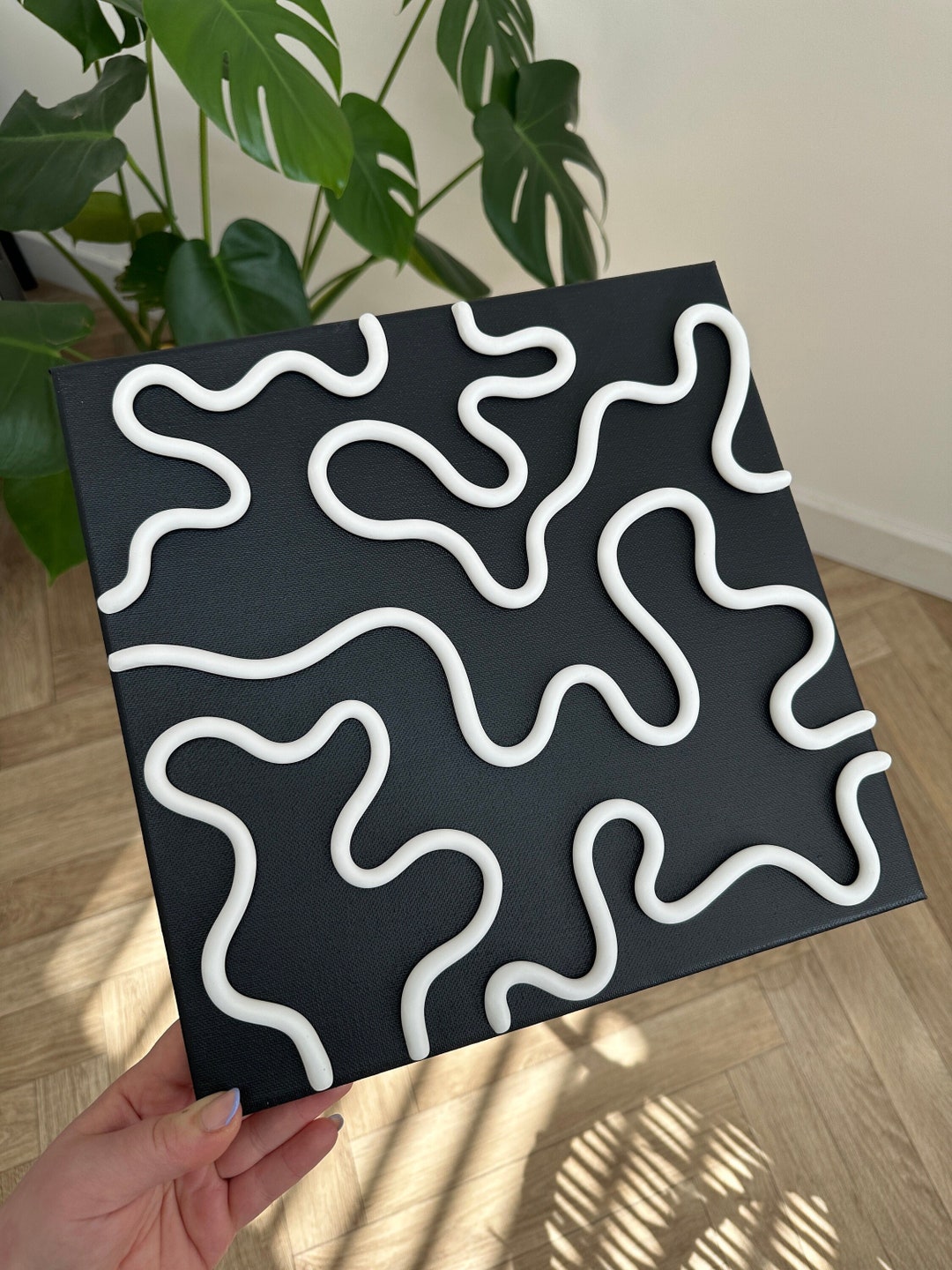 Squiggle Art | Monochrome Wall Art | Modern Art | Canvas Wall Art Work ...