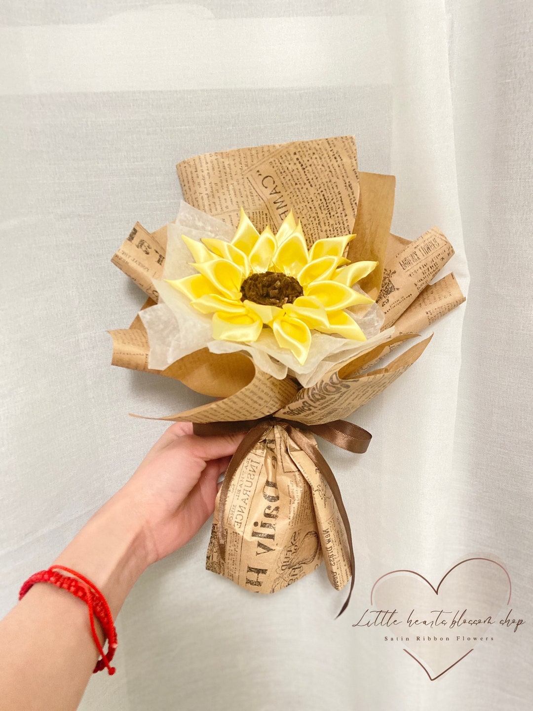 Sunflower Bouquet Mini Satin Ribbon Bouquet Never Fade - Etsy