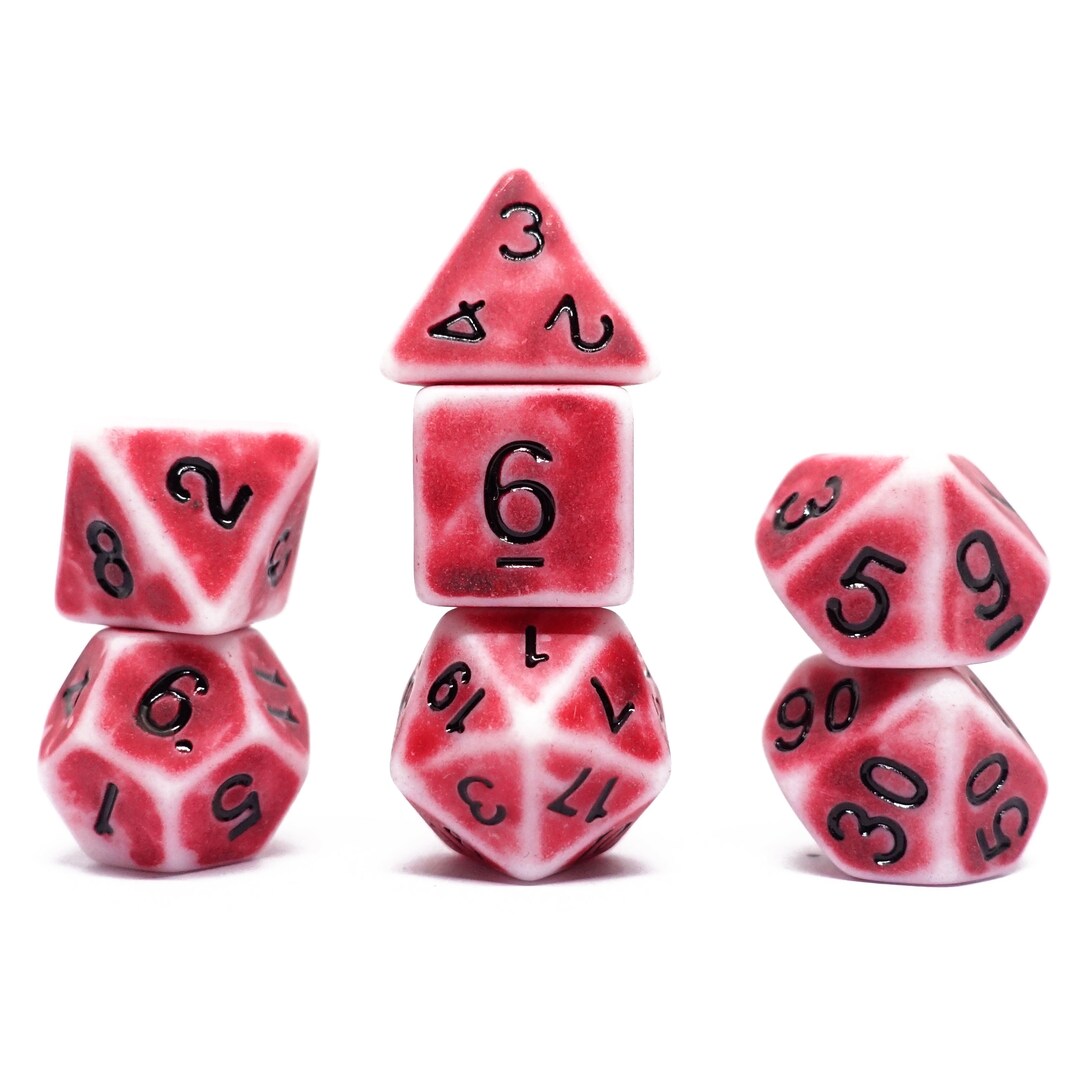 Blood Stain | D&D Dnd Dice Set Weathered Red White Dice Marble Dice ...