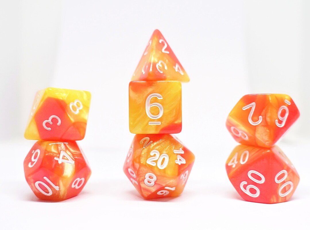 Fireball Fire Wizard Dice Polyhedral D&D Blended Dice Tabletop - Etsy