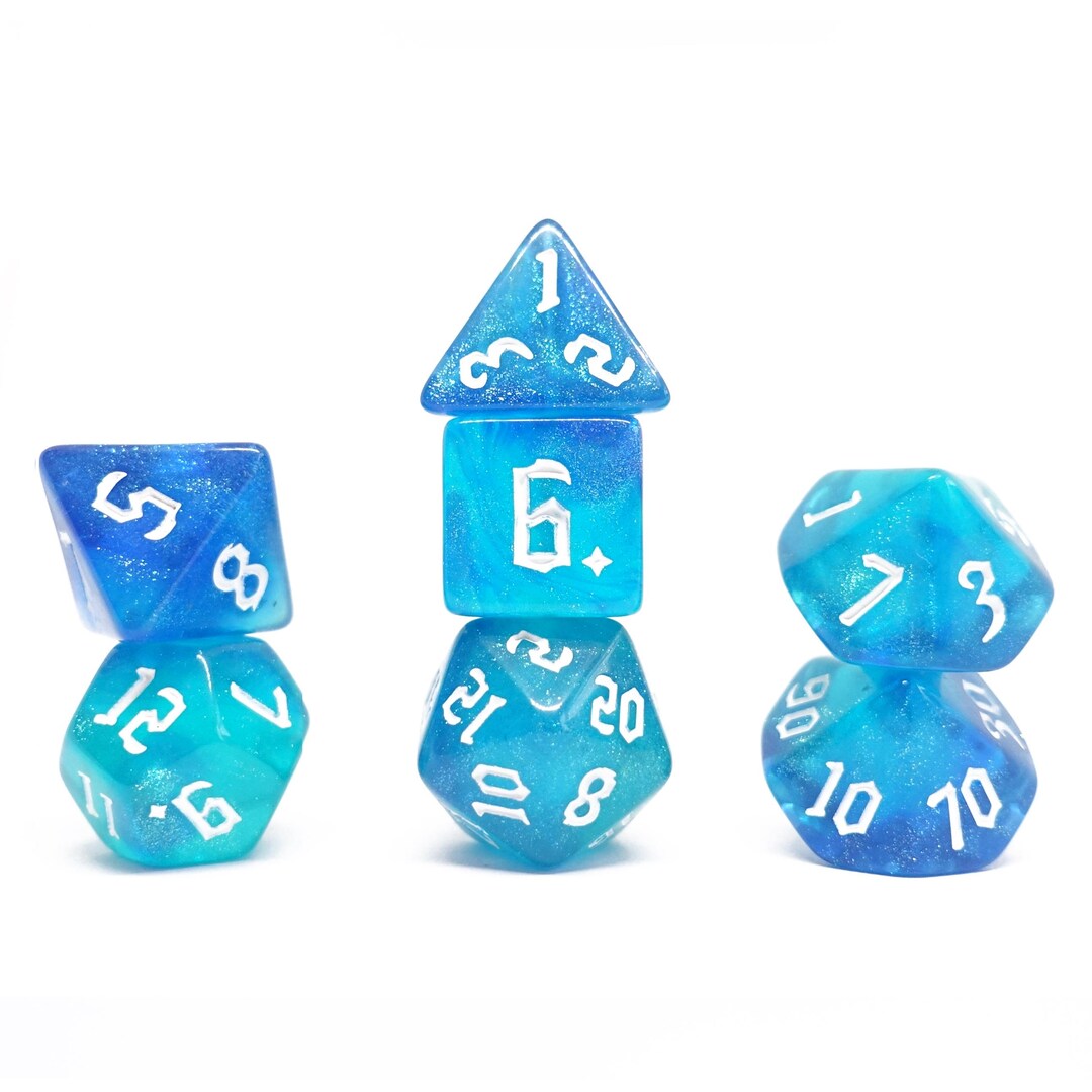 Ocean Breeze – 7 Piece Dnd Dice Set | Sea-themed Polyhedral Dice for ...