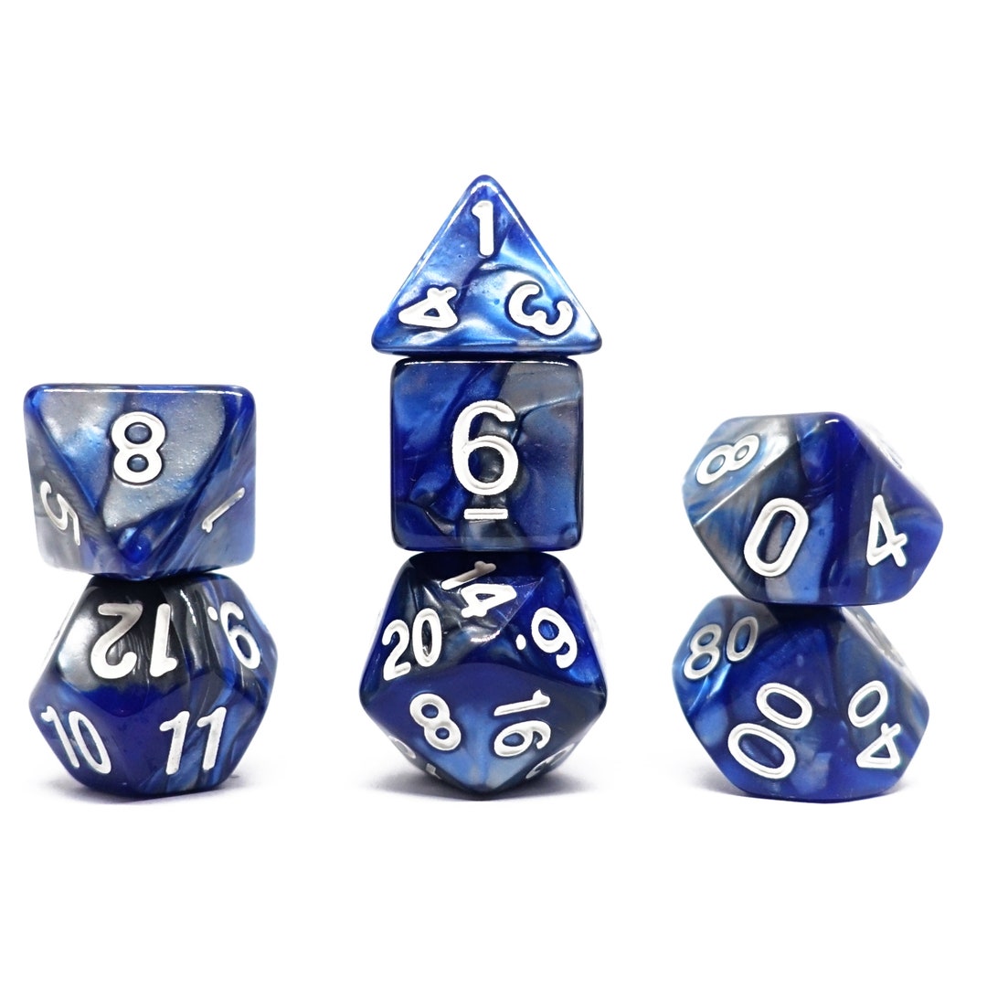 Dark Blue Steel | D&D Dice Blue Black Marble Dice Polyhedral Multi ...