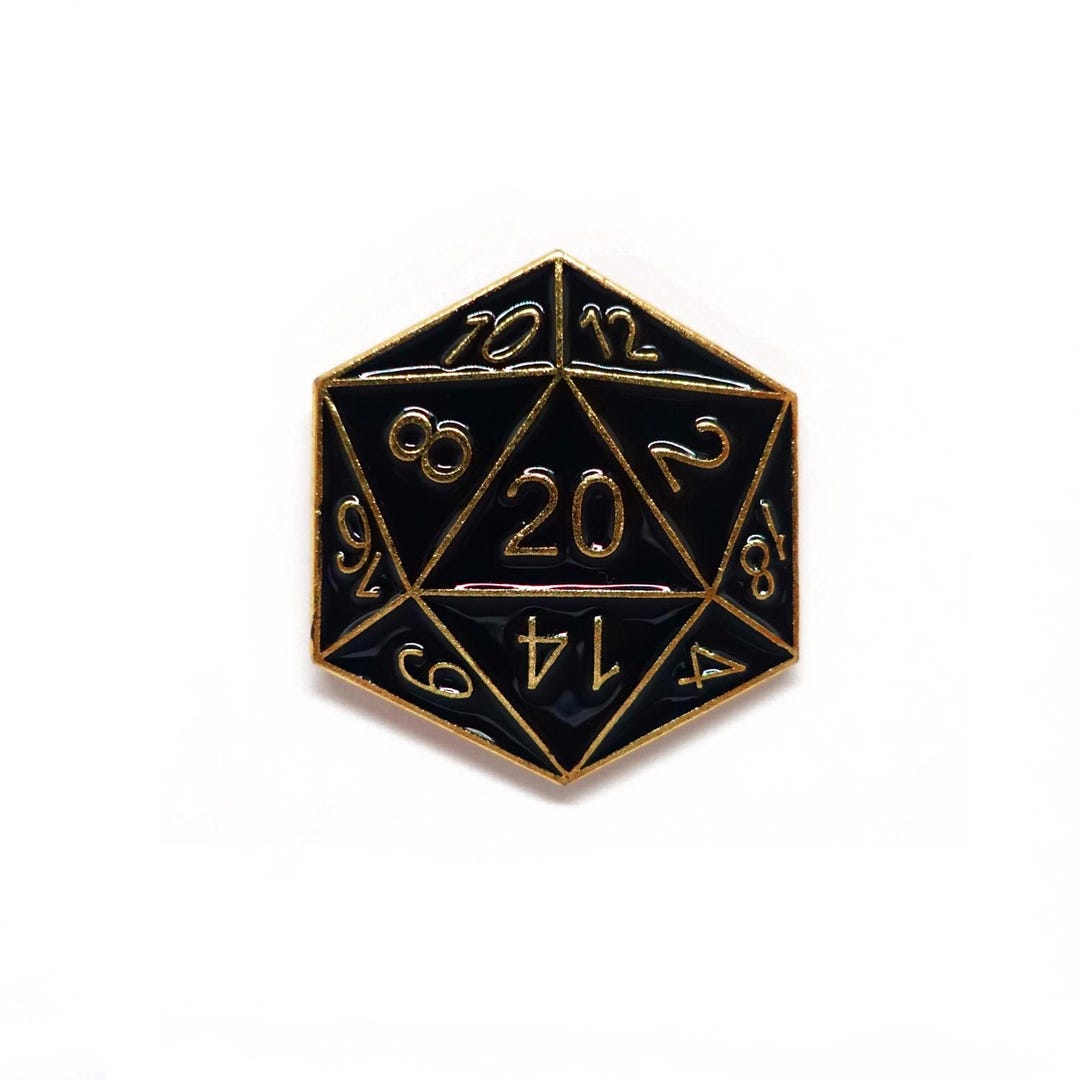 D&D Dungeons and Dragons Badge "d20 Gold Badge" Enamel Pin Brooch Badge ...