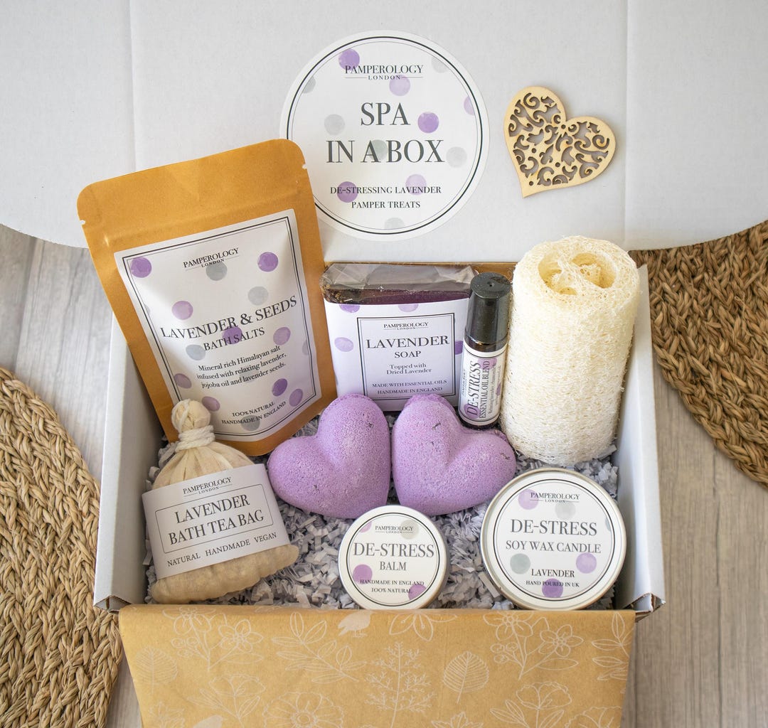 Luxury Lavender Bath Set: Relaxing Pamper Gift Box With Loofah - Etsy
