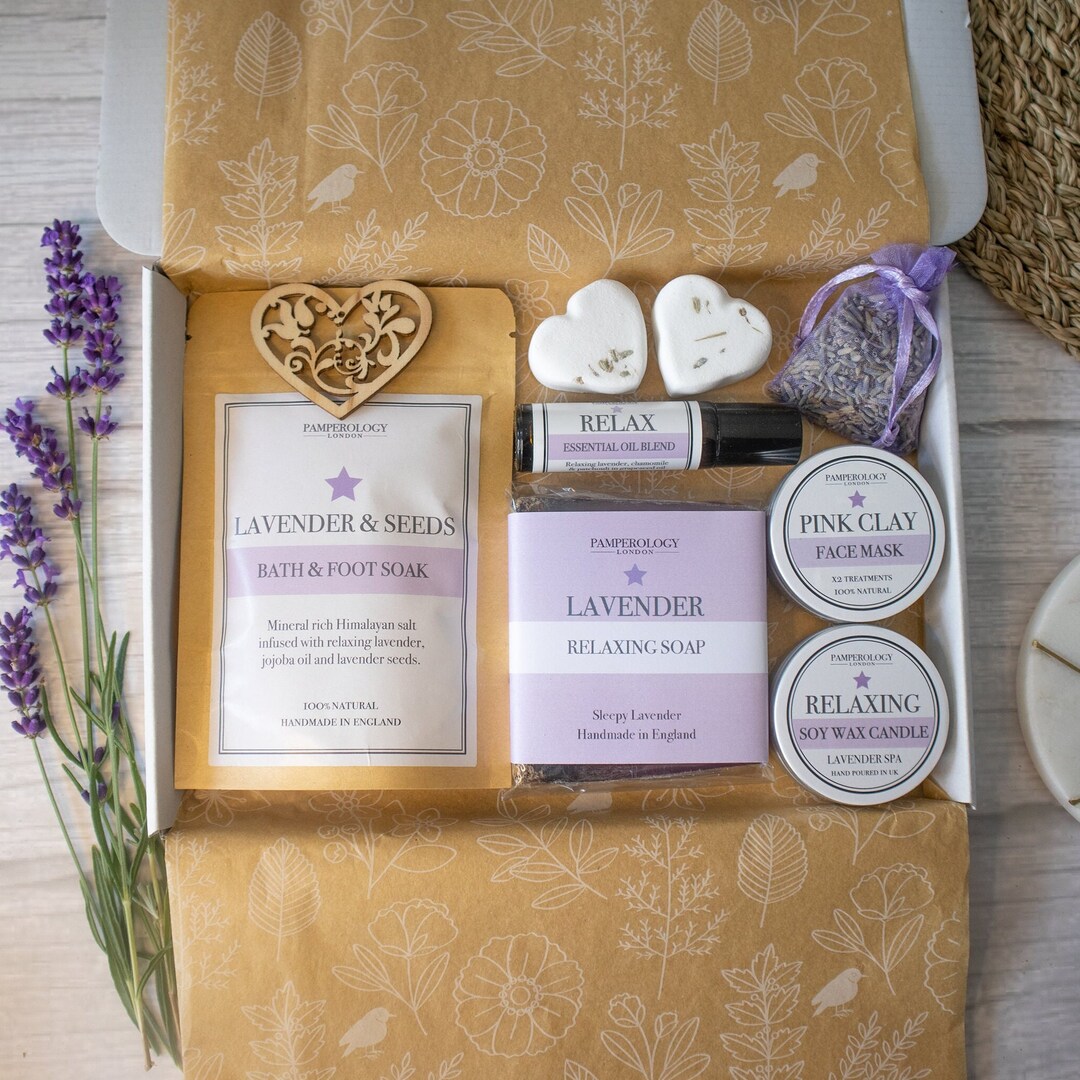 Lavender Aromatherapy Gift Box Spa Gift Relaxing Pamper Box Letterbox ...