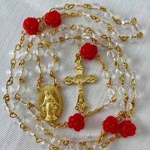 Catholic Handcrafted Crystal Prayer Rosary. Options of White, Red, Pink ...
