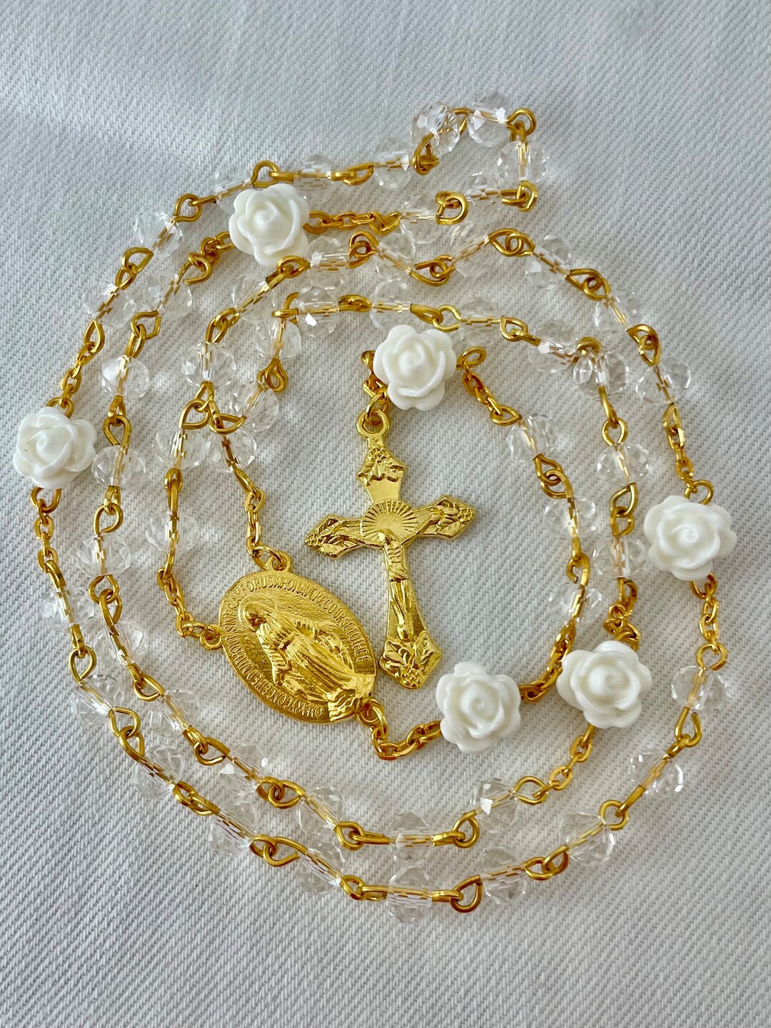 Catholic Handcrafted Crystal Prayer Rosary. Options of White, Red, Pink ...