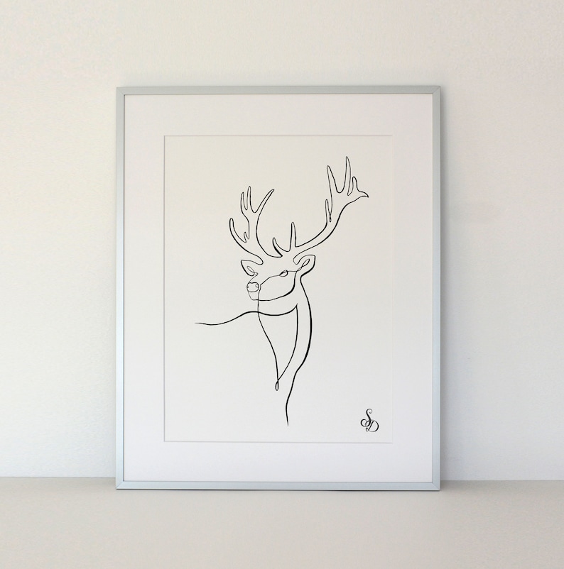 Single Line Drawing, Stag, Minimal Print Design for Home Decor - Etsy