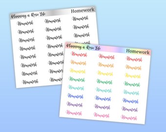 Homework Script Stickers - Etsy