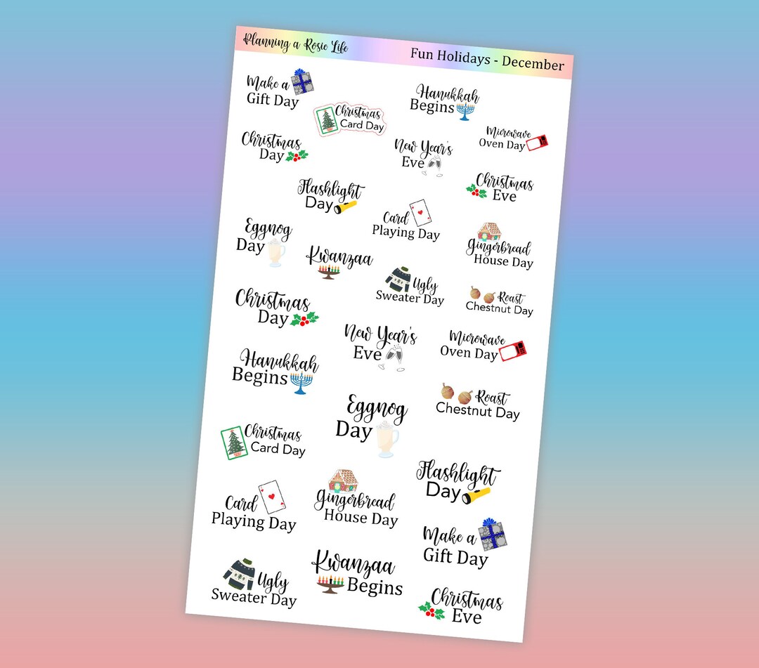 December Fun Holiday Stickers, Silly Holidays Stickers, National and ...