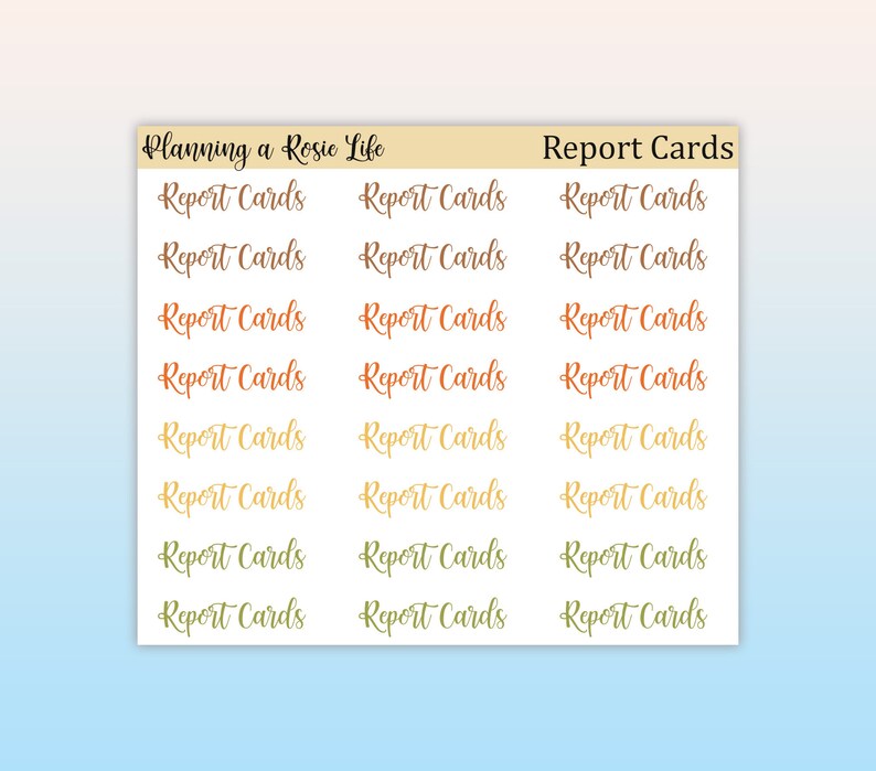 Report Cards Script Stickers Teacher Stickers School | Etsy