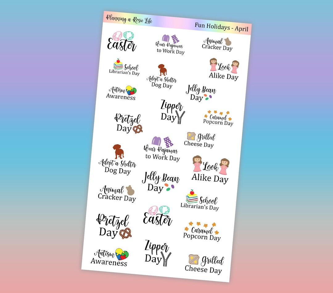 April Fun Holiday Stickers, Silly Holidays Stickers, National and World ...