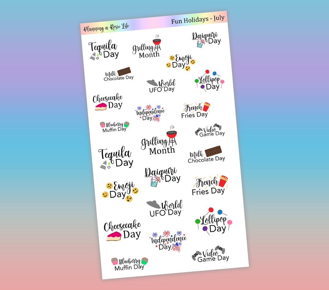 July Fun Holiday Stickers, Silly Holidays Stickers, National and World ...