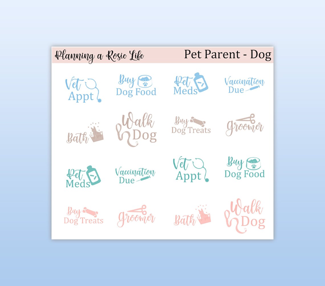 Dog Parent Samplers Icon Stickers Dog Care Reminders Pet - Etsy