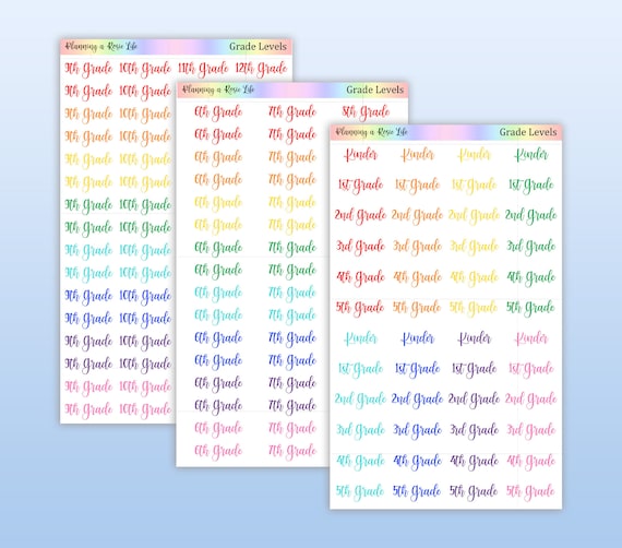 Grade Level Script Stickers Teacher Stickers - Etsy