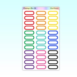 Oval Box Stickers, Colorful Box Stickers, Functional Stickers - Etsy