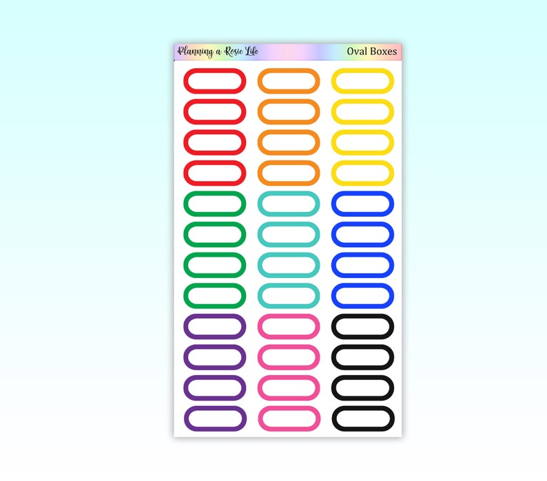 Oval Box Stickers Colorful Box Stickers Functional Stickers - Etsy
