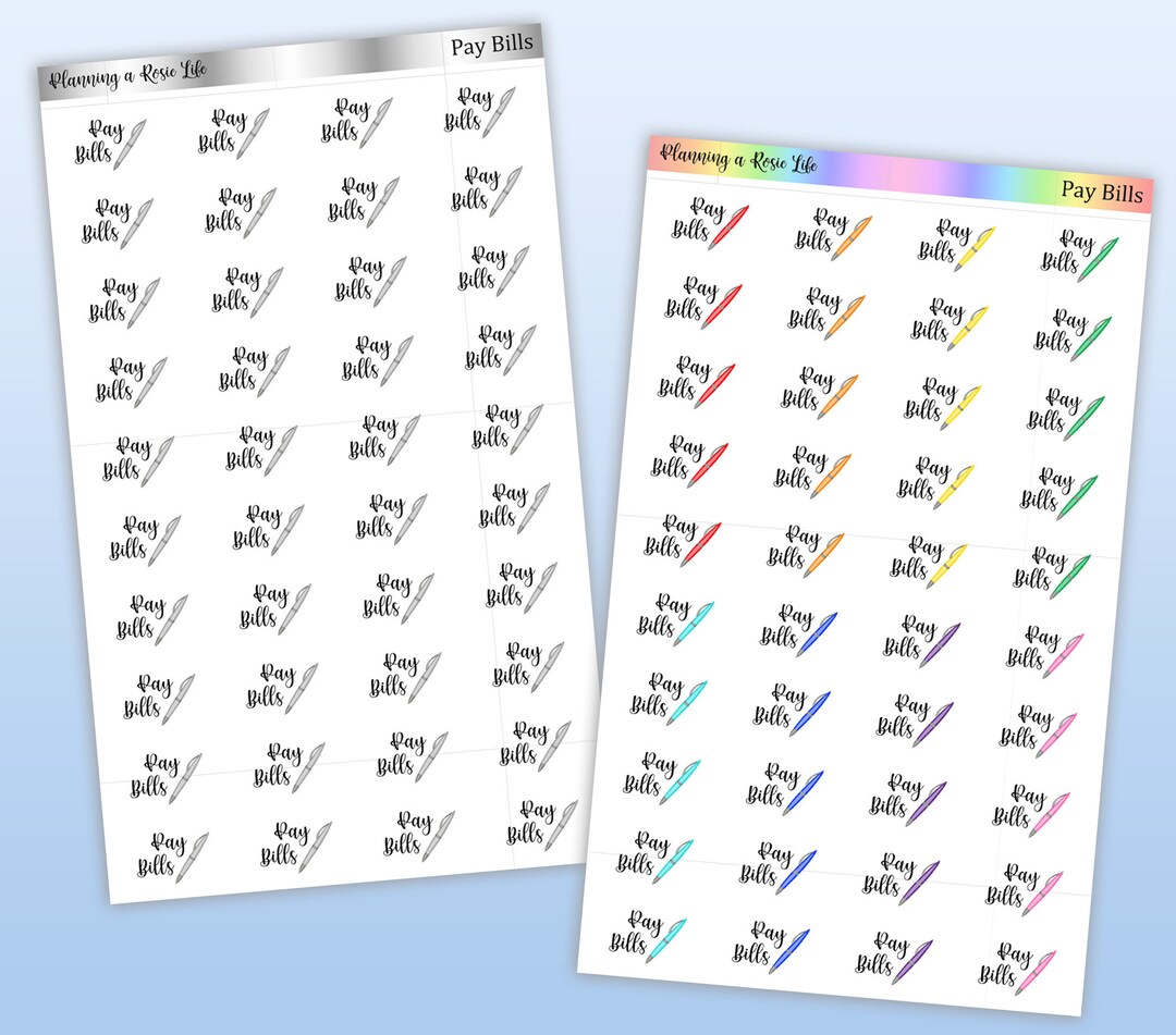 Pay Bills Icon Stickers, Functional Household Stickers - Etsy