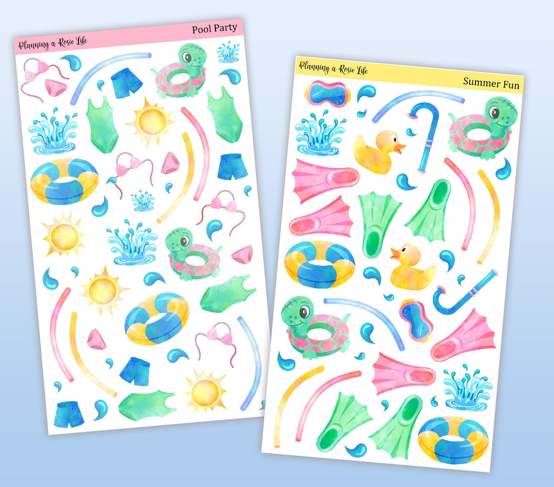 Pool Party/summer Fun Decorative Stickers - Etsy