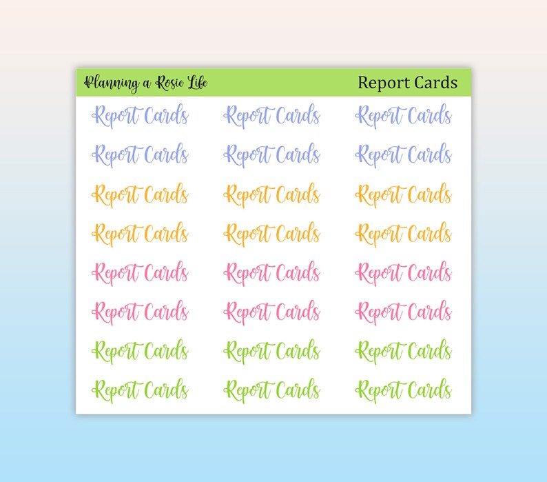 Report Cards Script Stickers Teacher Stickers School | Etsy