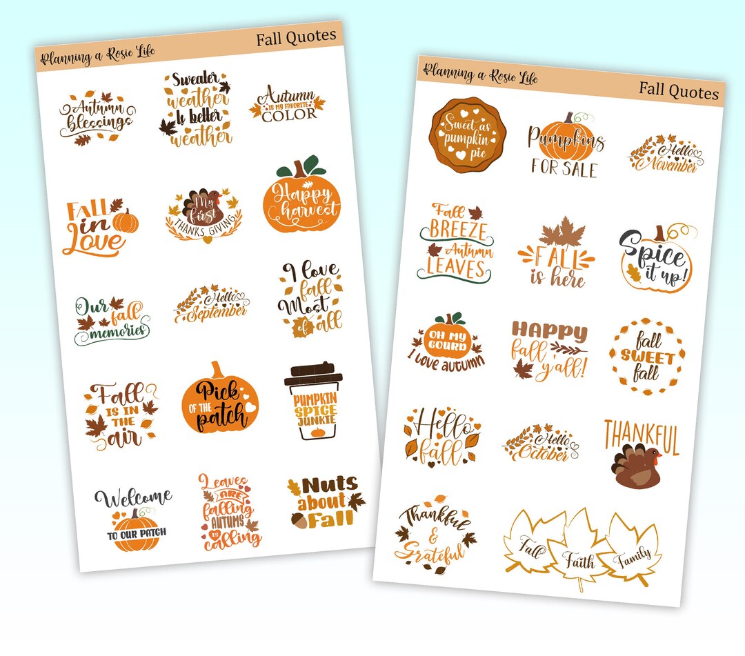 Fall Quote Stickers, Inspirational Quotes - Etsy