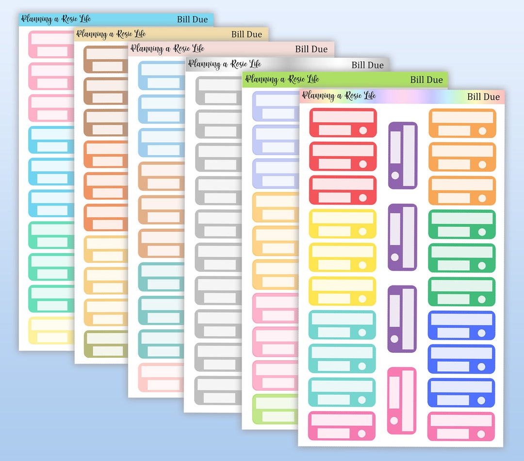 Bill Due Box Stickers, Budgeting Stickers - Etsy
