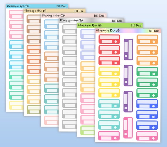 Bill Due Box Stickers Budgeting Stickers | Etsy