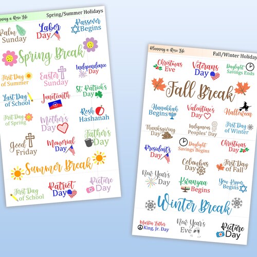 School Holiday Stickers Teacher/student Holidays Stickers - Etsy