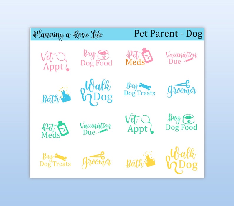 Dog Parent Samplers Icon Stickers Dog Care Reminders Pet - Etsy