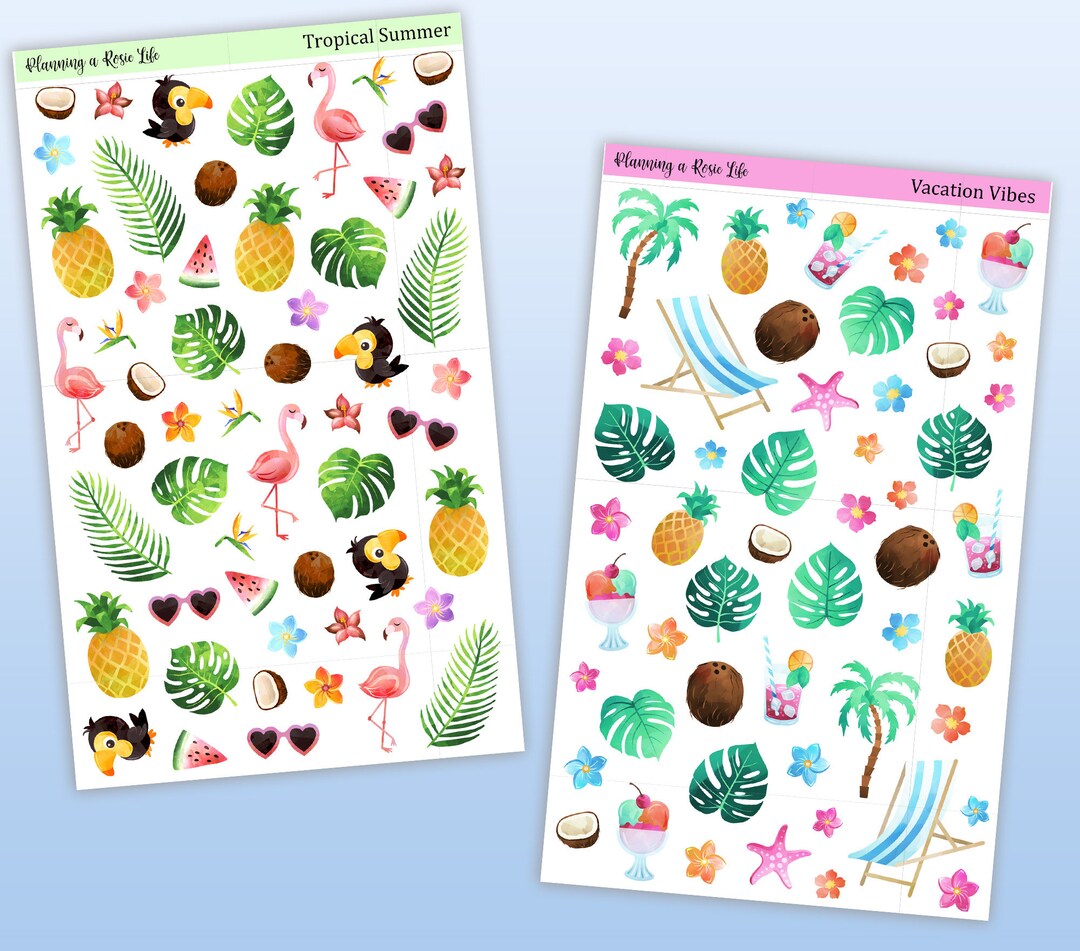 Tropical Summer and Vacation Vibes Decorative Stickers - Etsy